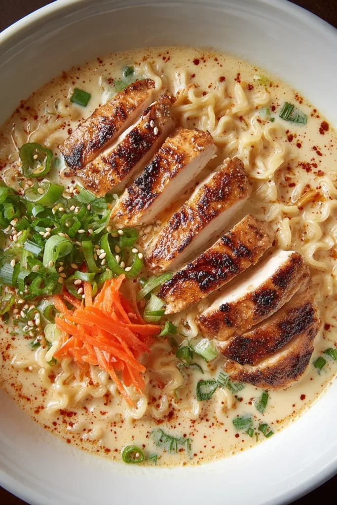 Fiery Chicken Ramen with Creamy Garlic Sauce – My Food Plans