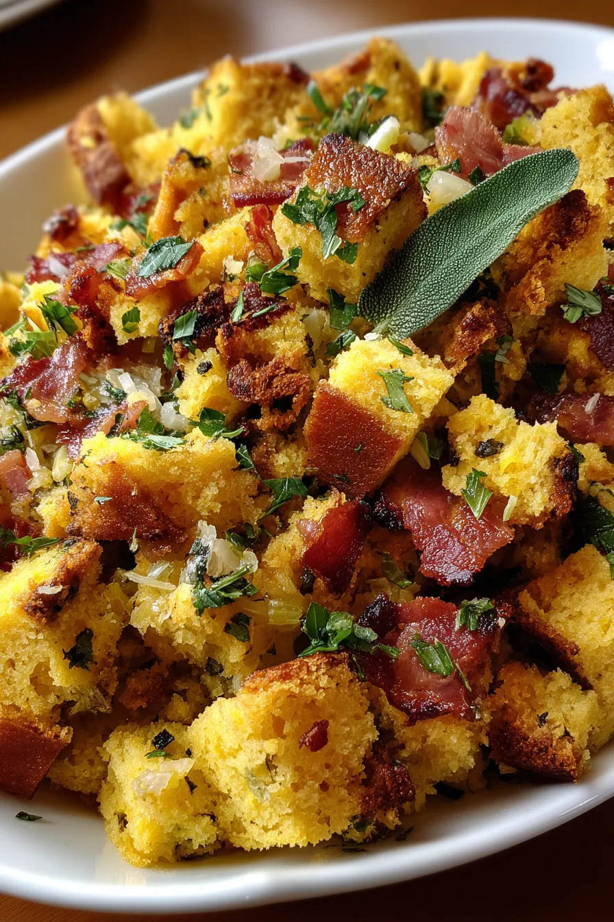 Corn Bread Stuffing with Bacon and Sage – My Food Plans